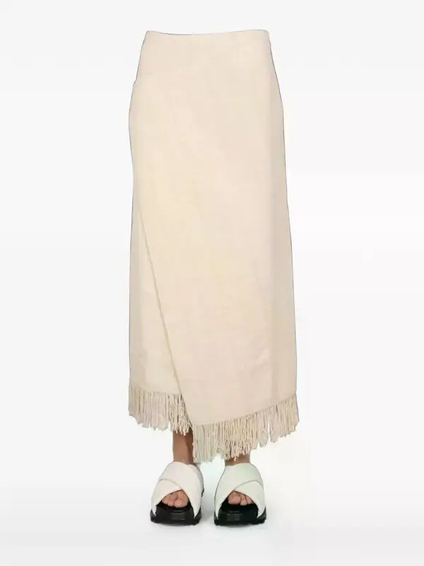 JIL SANDER Fringed Wrap Skirt - Neutrals