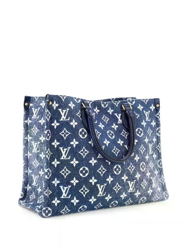 LOUIS VUITTON Onthego Tote Monogram Jacquard Denim Mm Shoulder Bag - Blue
