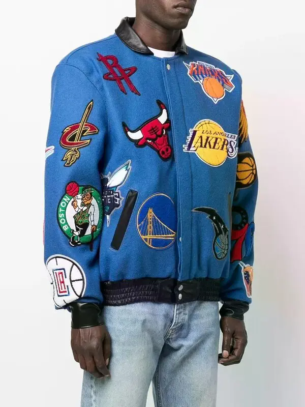 JEFF HAMILTON Nba Collage Wool & Leather Jacket Collage Wool