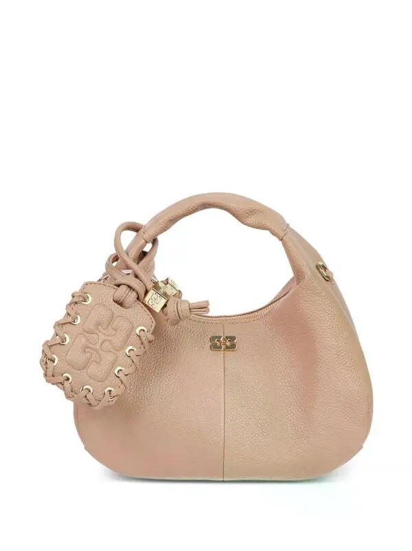 GANNI Mini Hobo Bag In Grained Brown