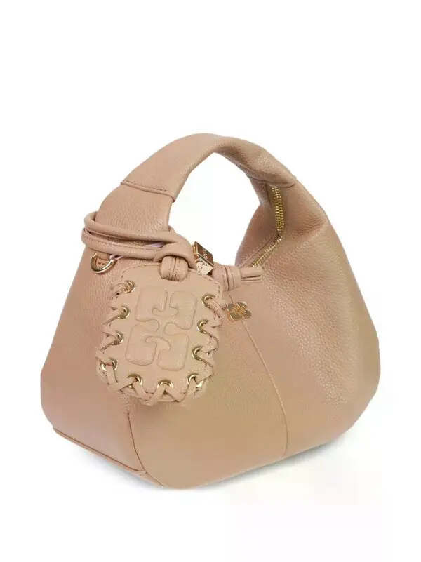 GANNI Mini Hobo Bag In Grained Brown