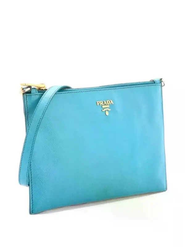Prada Zip Flat Shoulder Bag Saffiano Leather Small Clutch Bag