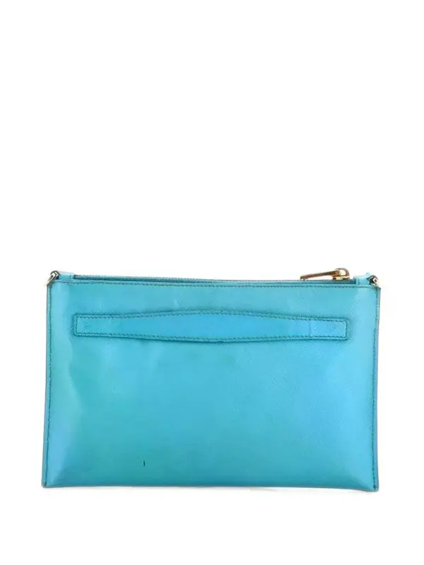 Prada Zip Flat Shoulder Bag Saffiano Leather Small Clutch Bag