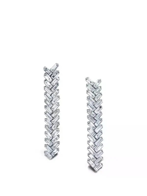 ANITA KO Short Zipper Diamond Earrings - Silver