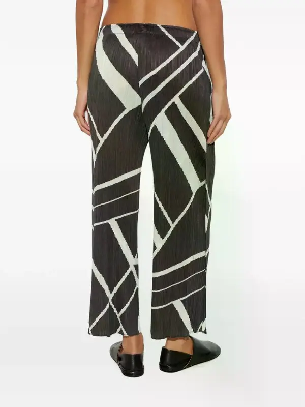 Issey Miyake Fold Line Abstract-print Pleated Trousers