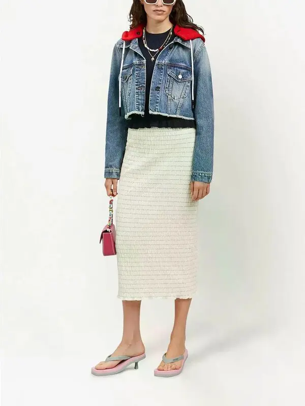Palm Angels Logo-print Shirred Midi Skirt