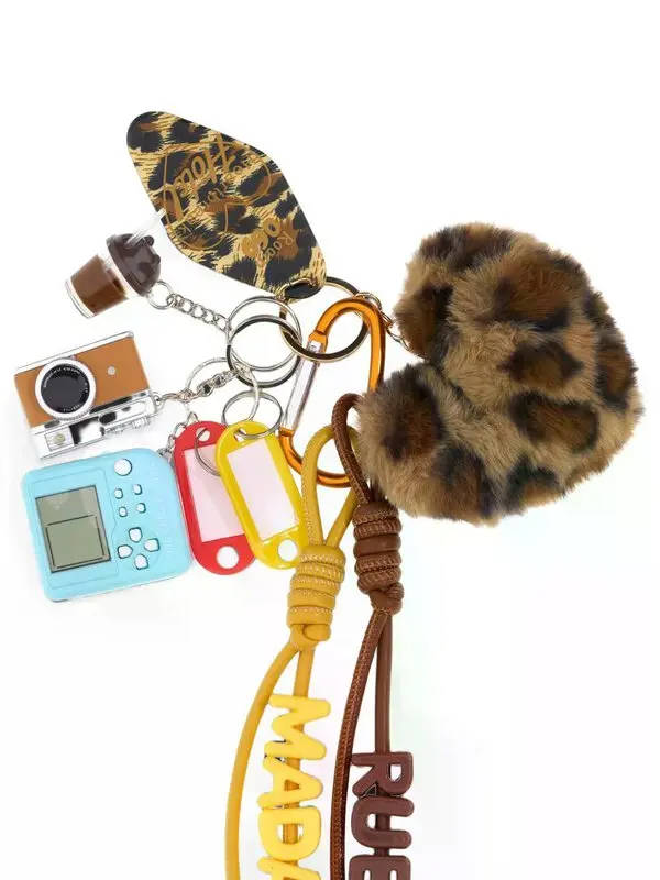RUE MADAM PARIS Leopard-print Heart-charm Keyring
