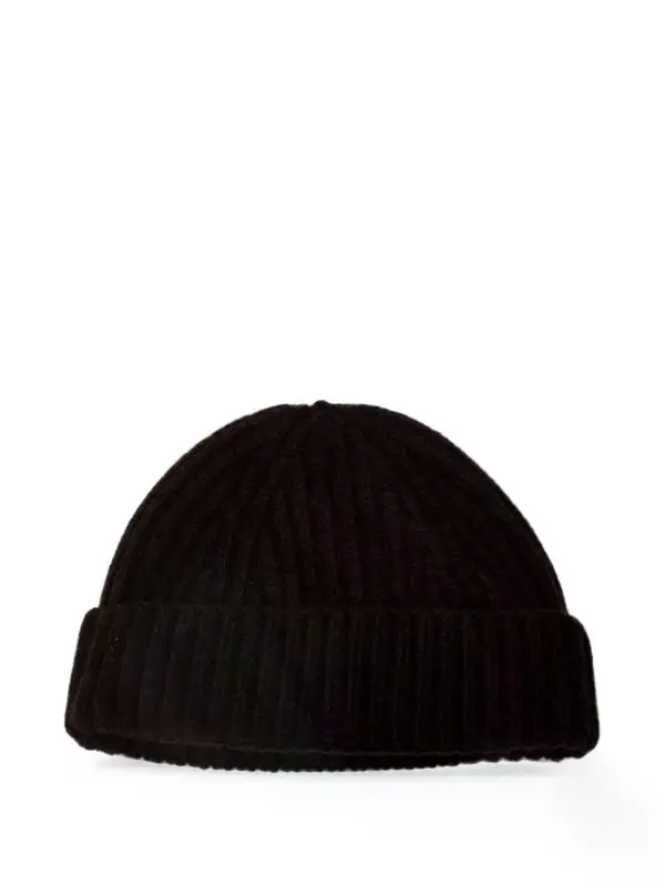 ARAGONA Ribbed-knit Beanie Hat - Brown