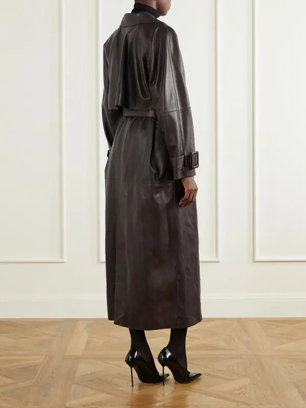 Nour Hammour Staley Belted Leather Coat
