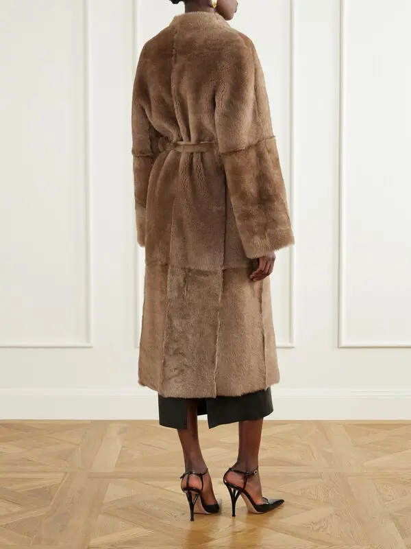 Nour Hammour Davos Belted Shearling Coat