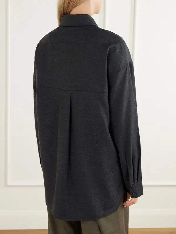 Tibi Overlap-detail Wool-blend Flannel Shirt