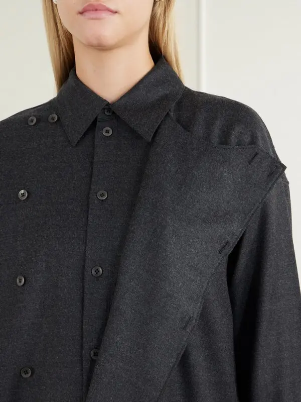 Tibi Overlap-detail Wool-blend Flannel Shirt