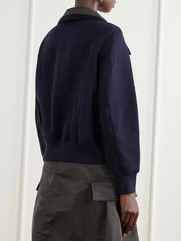 Sacai Sponge Sweat Shell-trimmed Cotton-blend And Wool Jacket