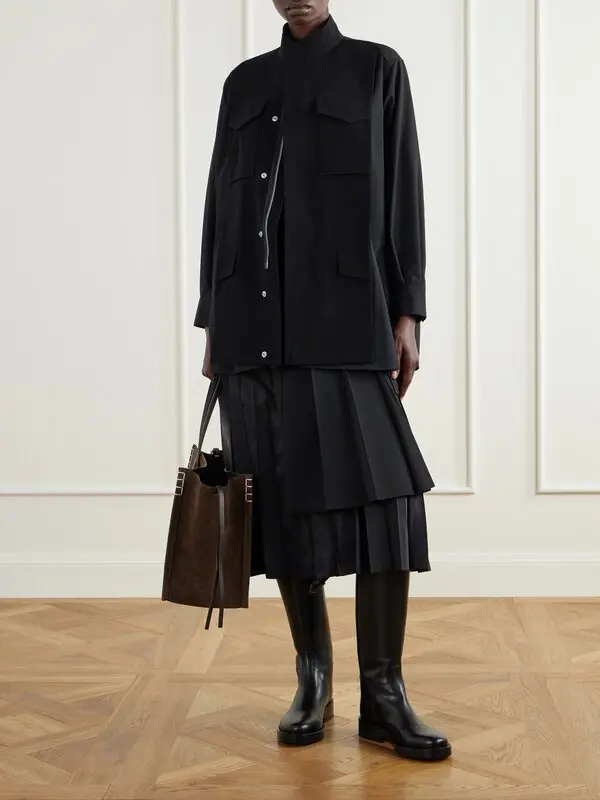 Sacai Crepe-trimmed Woven Shirt