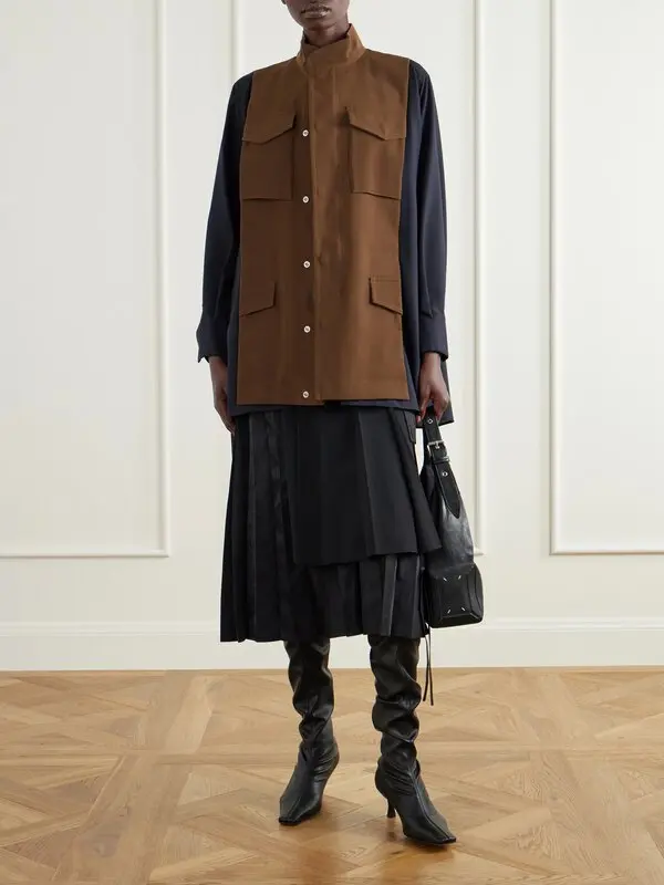 Sacai Crepe-trimmed Woven Shirt