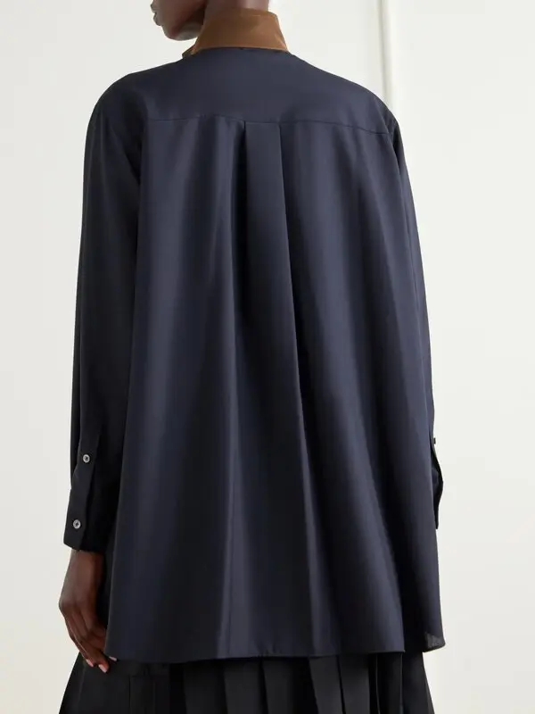 Sacai Crepe-trimmed Woven Shirt