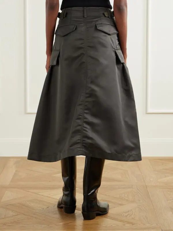 Sacai Cargo Pleated Nylon-twill Midi Skirt