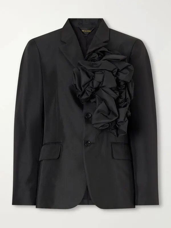 Comme Des Garçons Floral-appliquéd Twill Jacket