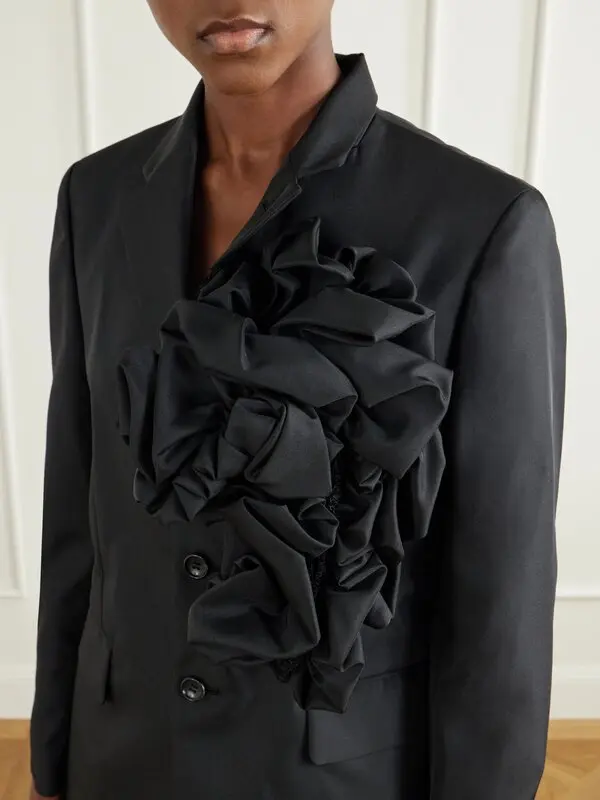 Comme Des Garçons Floral-appliquéd Twill Jacket
