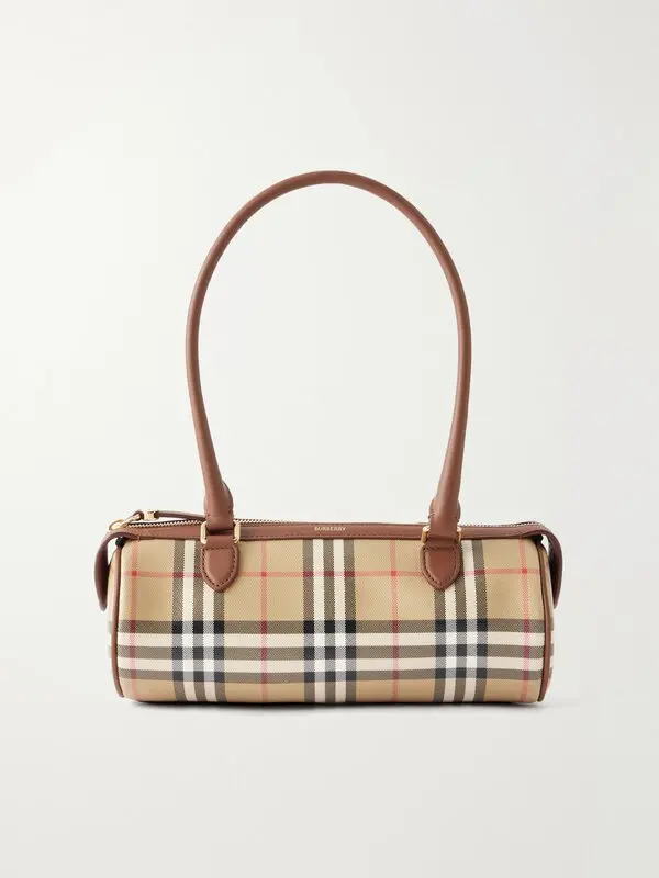 Burberry Barrel Mini Checked Coated-canvas Shoulder Bag