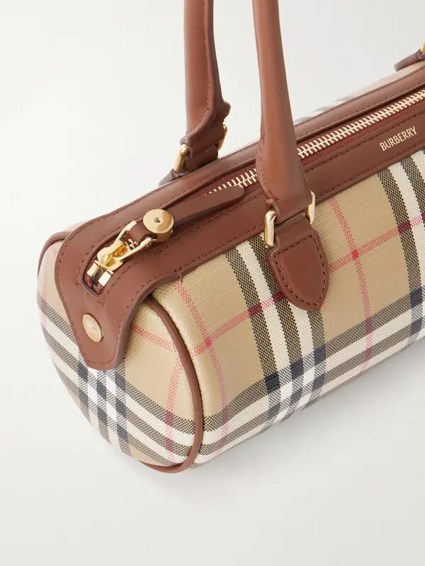 Burberry Barrel Mini Checked Coated-canvas Shoulder Bag