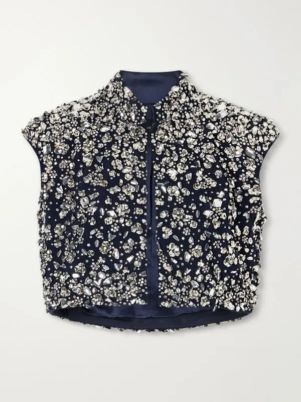 Jenny Packham Super Moon Crystal-embellished Crepe Evening Jacket