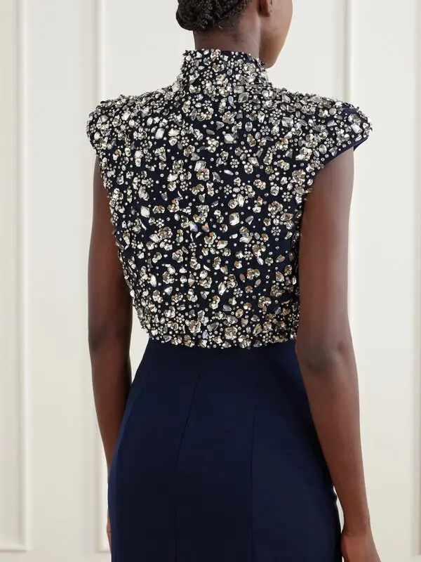 Jenny Packham Super Moon Crystal-embellished Crepe Evening Jacket