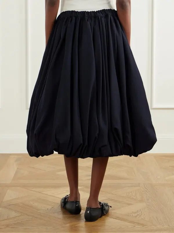 Comme Des Garçons Gathered Wool-gabardine Midi Skirt - Blue