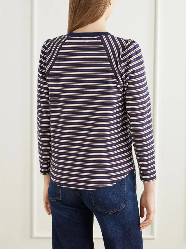 Veronica Beard Mason Baseball Striped Cotton-blend Jersey T-shirt