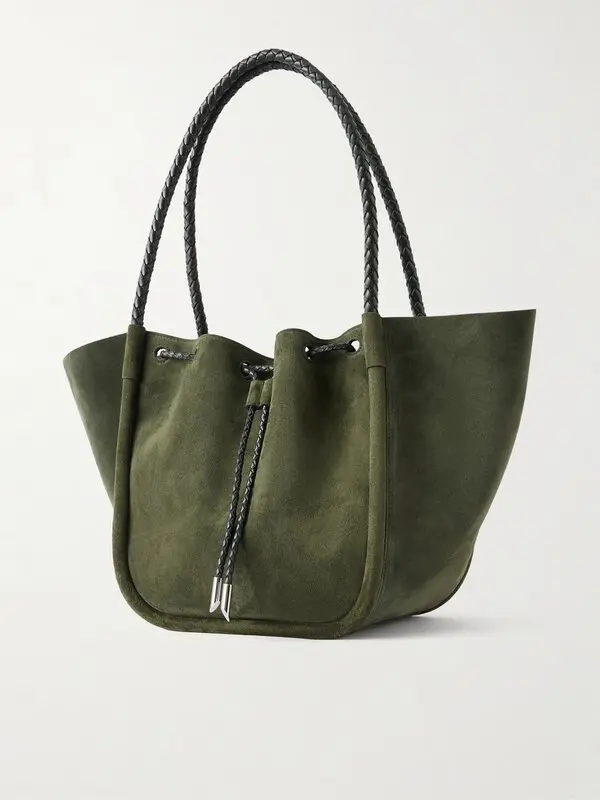 Proenza Schouler Large Ruched Leather-trimmed Suede Tote