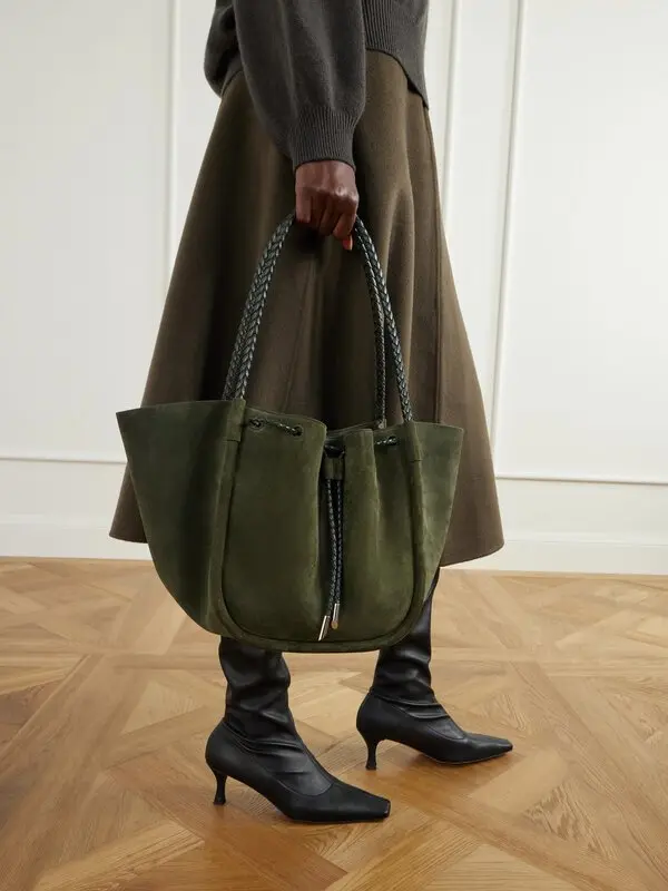 Proenza Schouler Large Ruched Leather-trimmed Suede Tote
