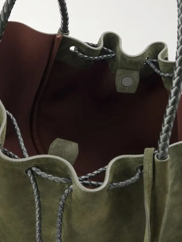 Proenza Schouler Large Ruched Leather-trimmed Suede Tote