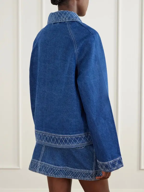 BODE Embroidered Denim Jacket
