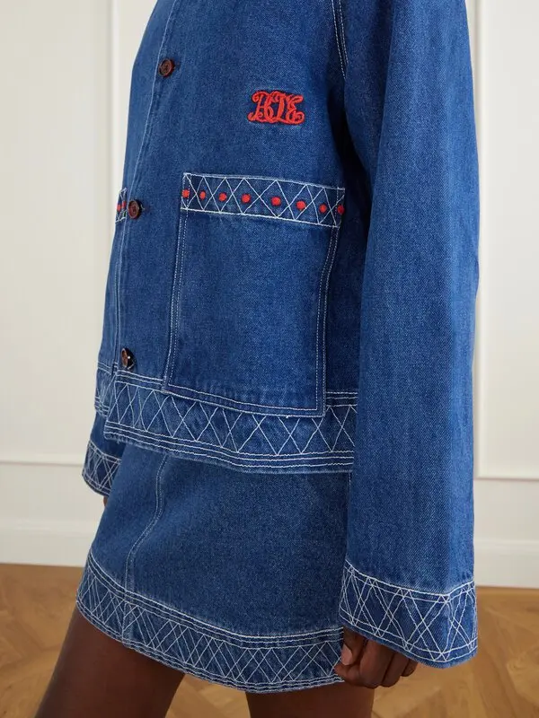 BODE Embroidered Denim Jacket
