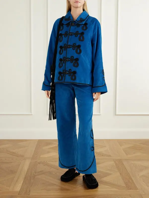 BODE Stagecoach Embroidered Cotton-corduroy Wide-leg Pants