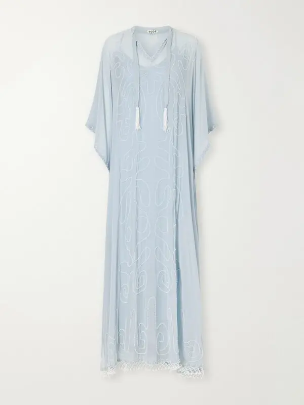 BODE Layered Bead-embellished Silk-georgette Maxi Dress