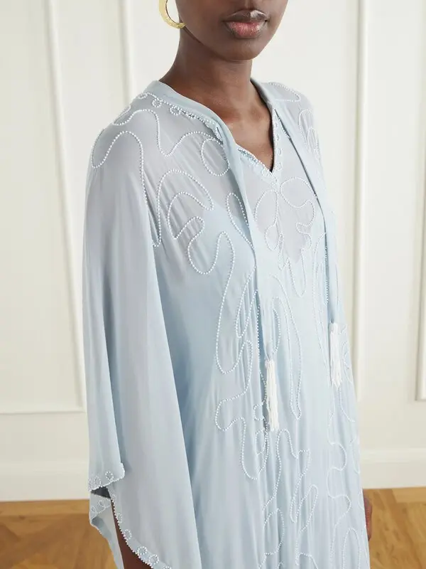 BODE Layered Bead-embellished Silk-georgette Maxi Dress