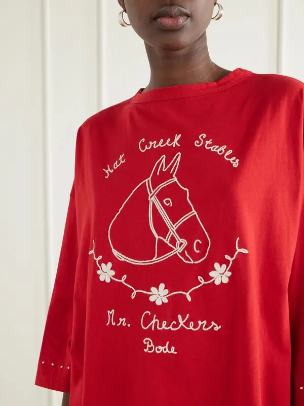 BODE Stables Embroidered Cotton-jersey T-shirt