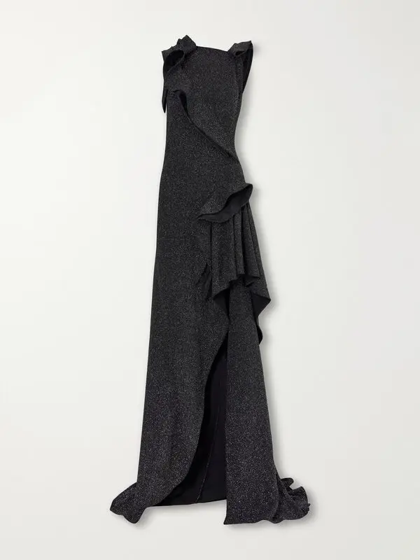Maticevski Flashpoint Asymmetric Ruffled Lurex Gown