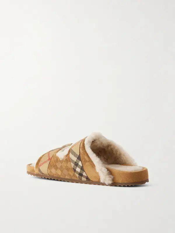 Burberry Shearling-trimmed Suede Sandals