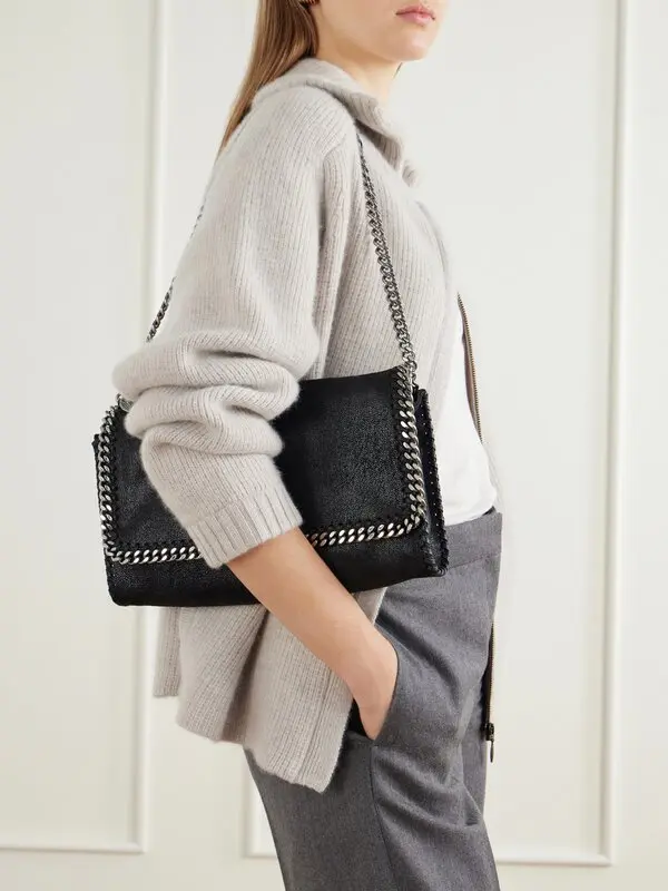 Stella McCartney Flabella Flap Vegetarian Material Shoulder Bag - Black