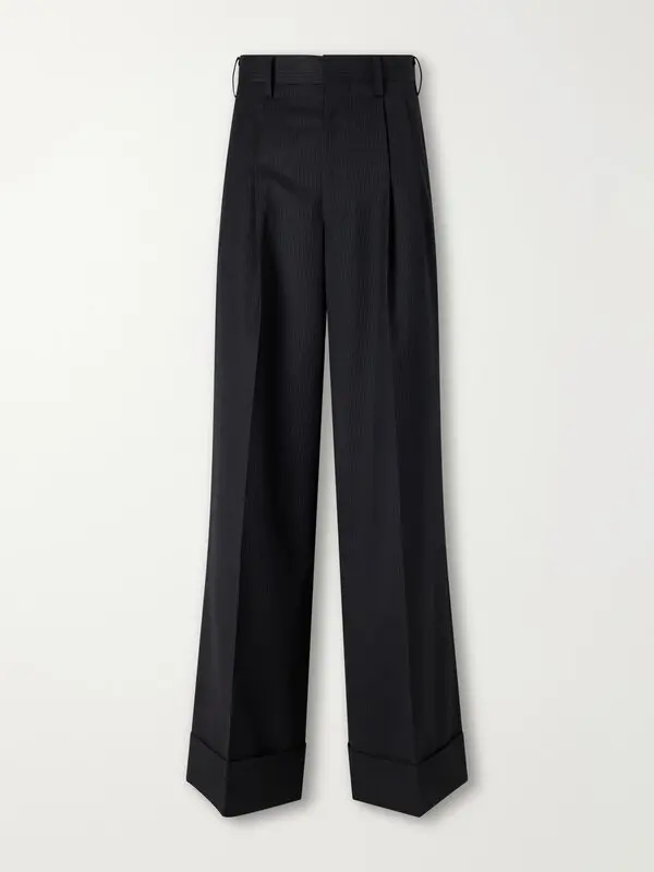 Junya Watanabe Pinstriped Wool-blend Wide-leg Pants