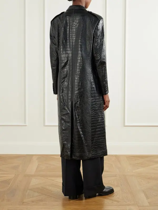 Junya Watanabe Croc-effect Material Double-breasted Coat