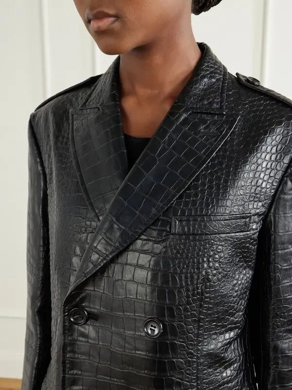 Junya Watanabe Croc-effect Material Double-breasted Coat