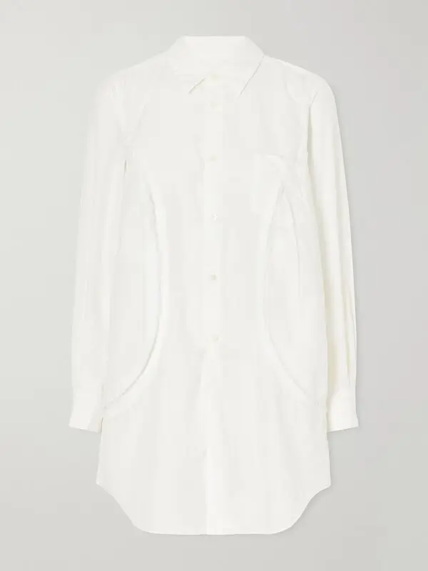 Comme Des Garçons Paneled Frayed Poplin Shirt