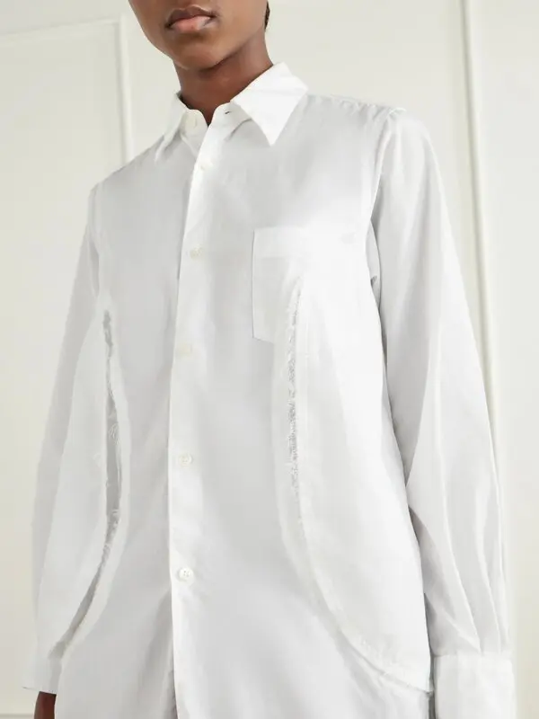 Comme Des Garçons Paneled Frayed Poplin Shirt