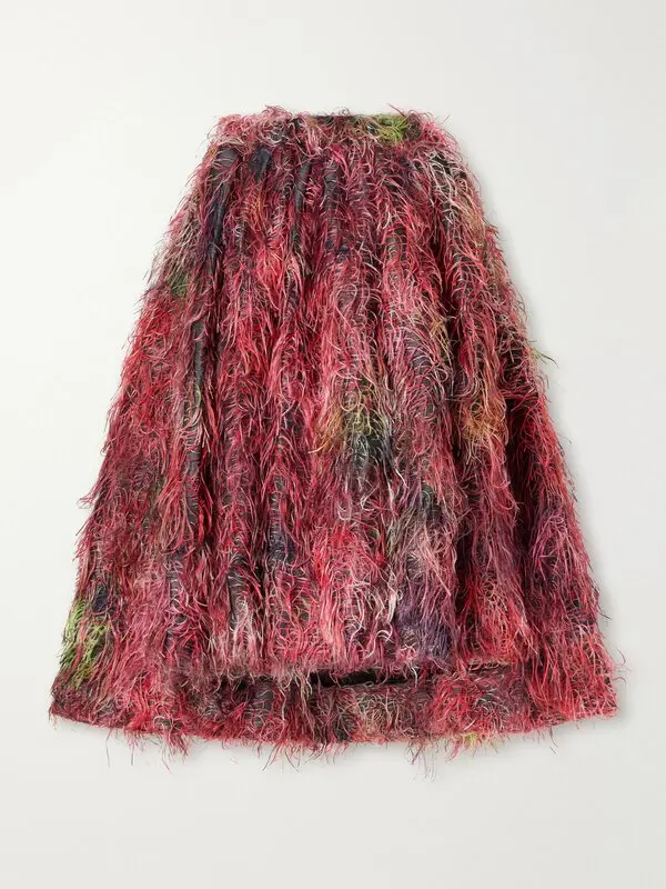 Comme Des Garçons Textured Fringed Midi Skirt