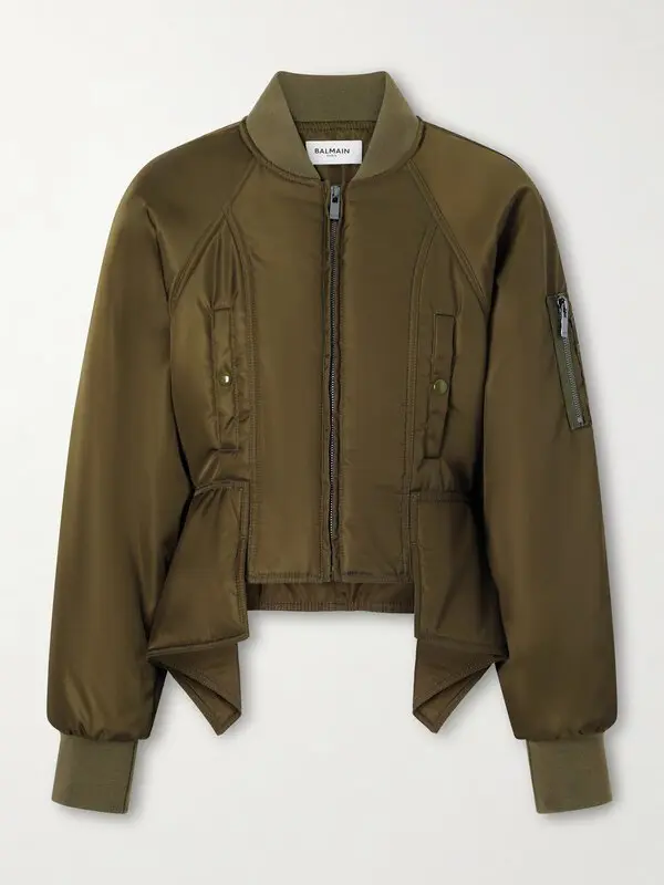 Balmain Paneled Cropped Satin Jacket