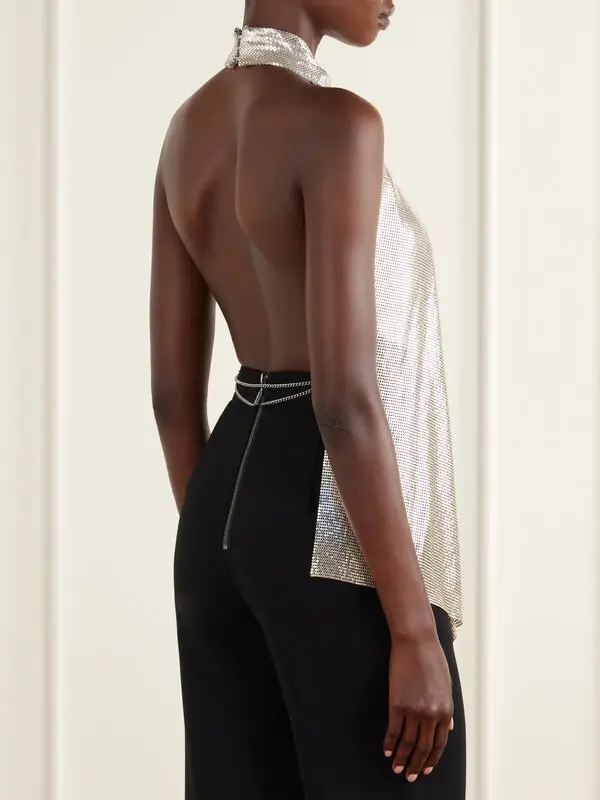 Stella McCartney Open-back Chainmail Halterneck Blouse