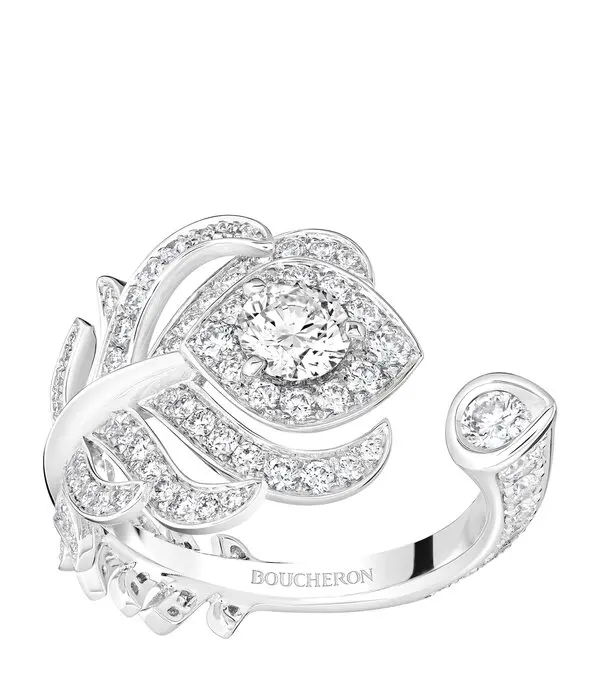 Boucheron White And Diamond Plume De Paon Ring - Gold